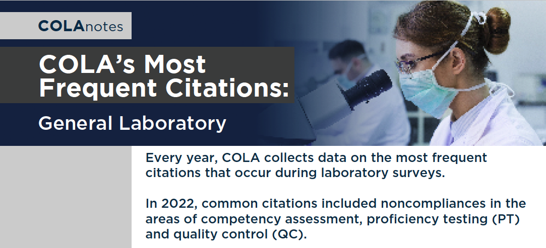 COLAnotes - COLA’s Most Frequent Citations- General Laboratory